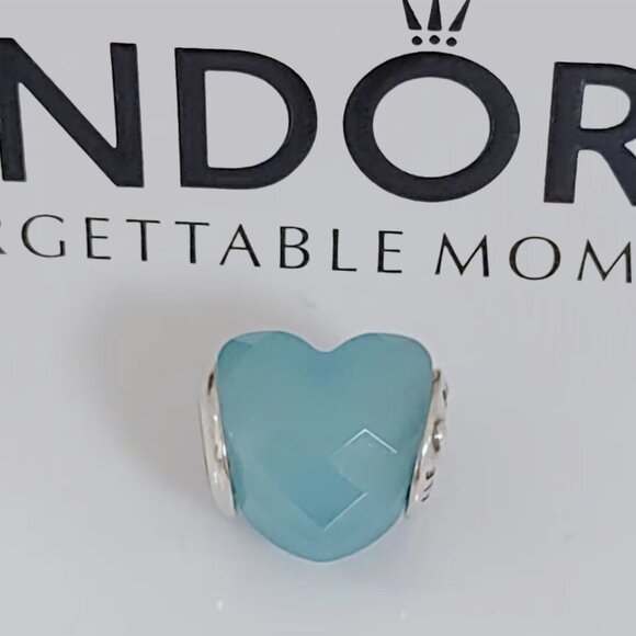 Pandora | Jewelry | Pandora Shape Of Love Charm Scuba Blue Crystal ...